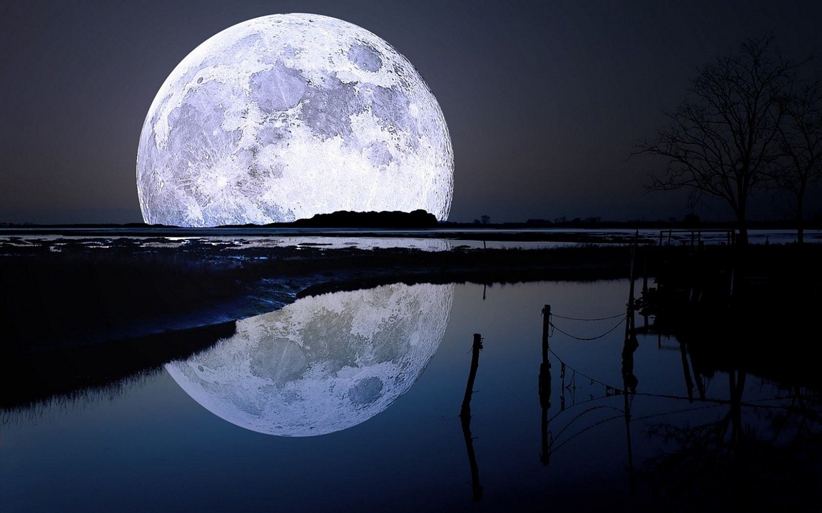 Landscape Full Moon Reflection - [1152x720]
